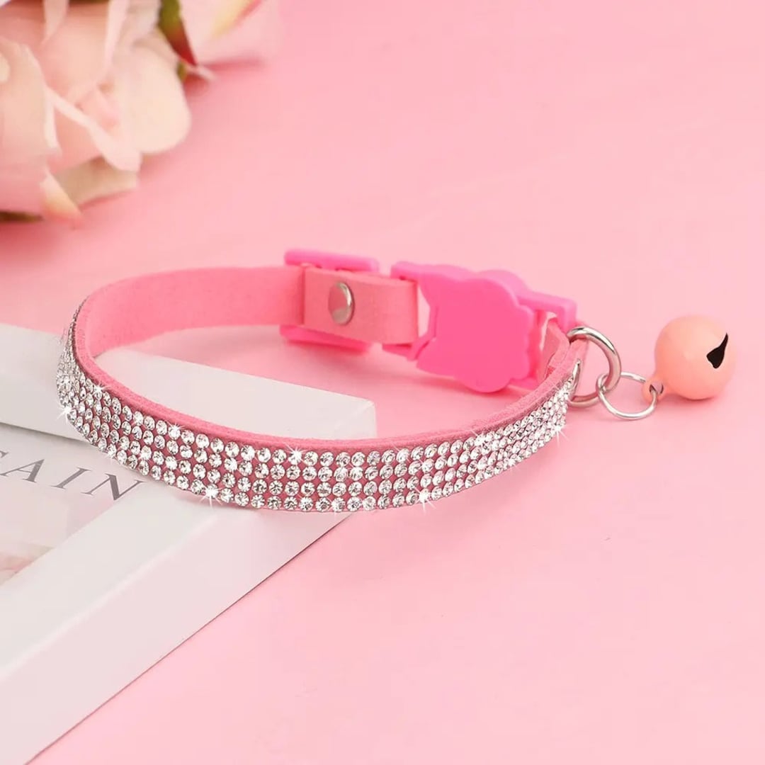 Soft Suede Leather Like Cat Collar Bling Rhinestone Cats - Etsy