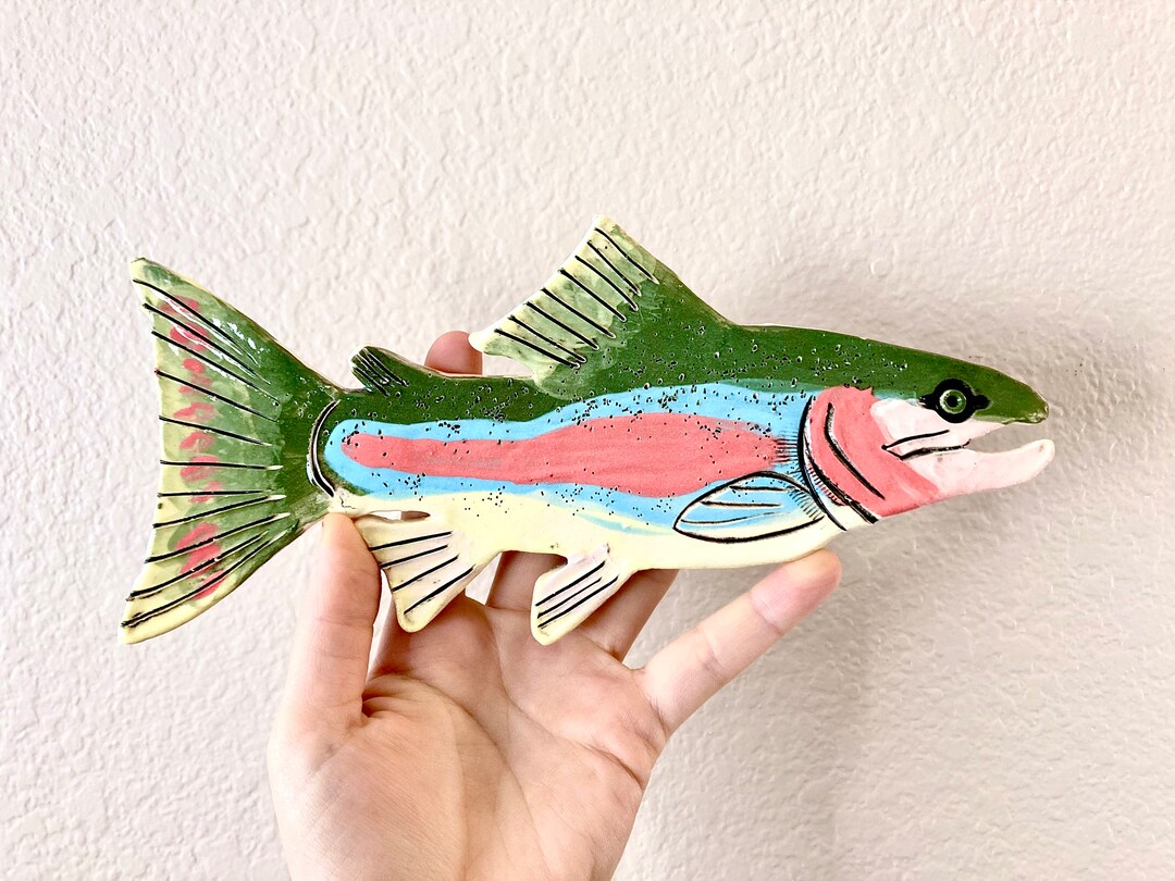 Fish Trout Salmon Wall Hang Ornament Handmade Ceramic 9 Inches Long - Etsy