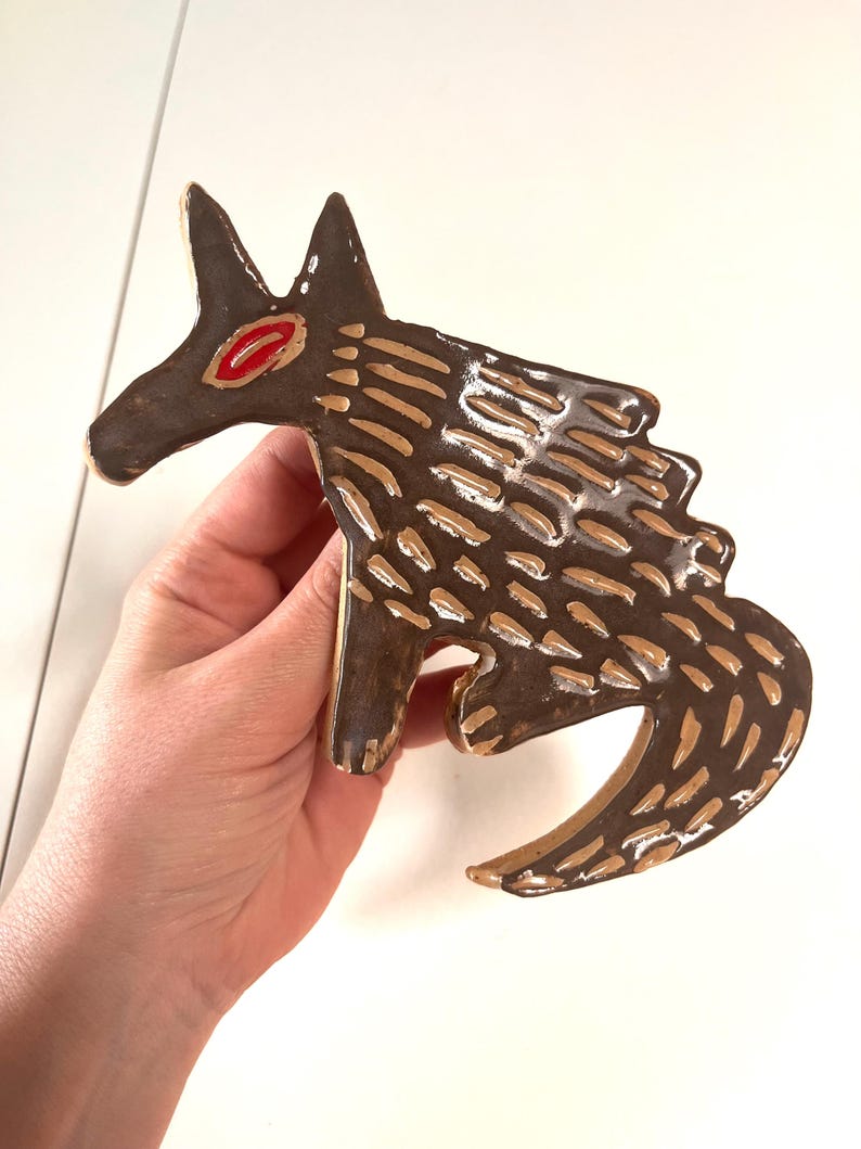 Wolf Wall Hang Ornament Handmade Pottery - Etsy