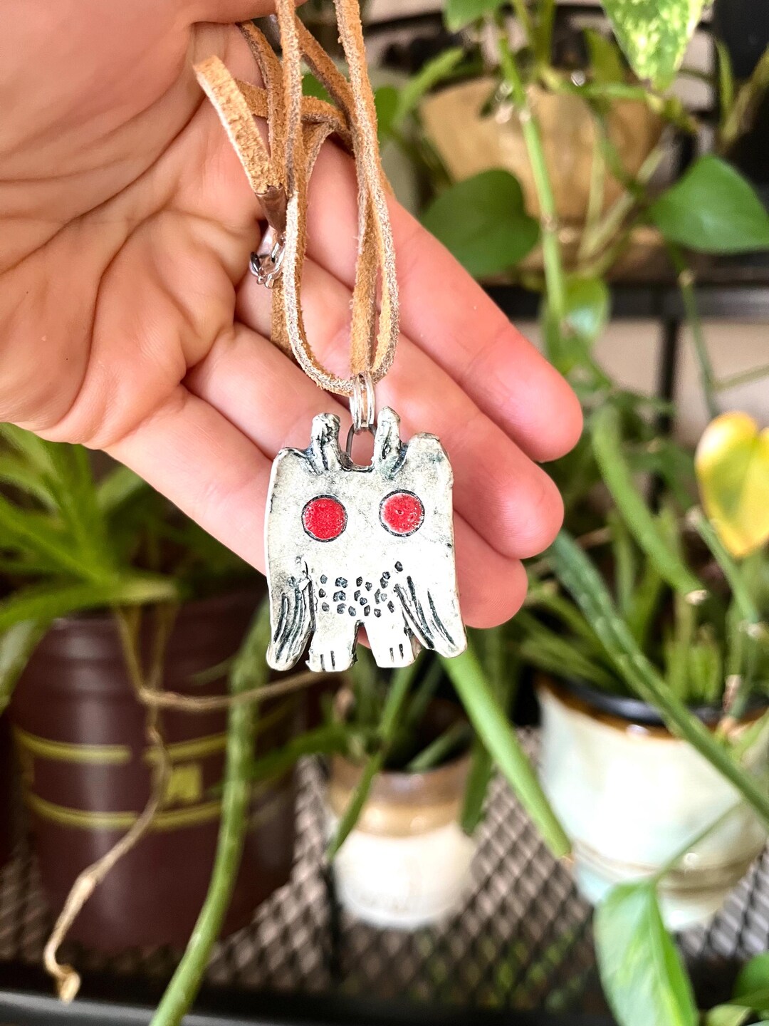 Mothman / Owl Necklace Pendant Ceramic Handmade Cryptid Monster - Etsy