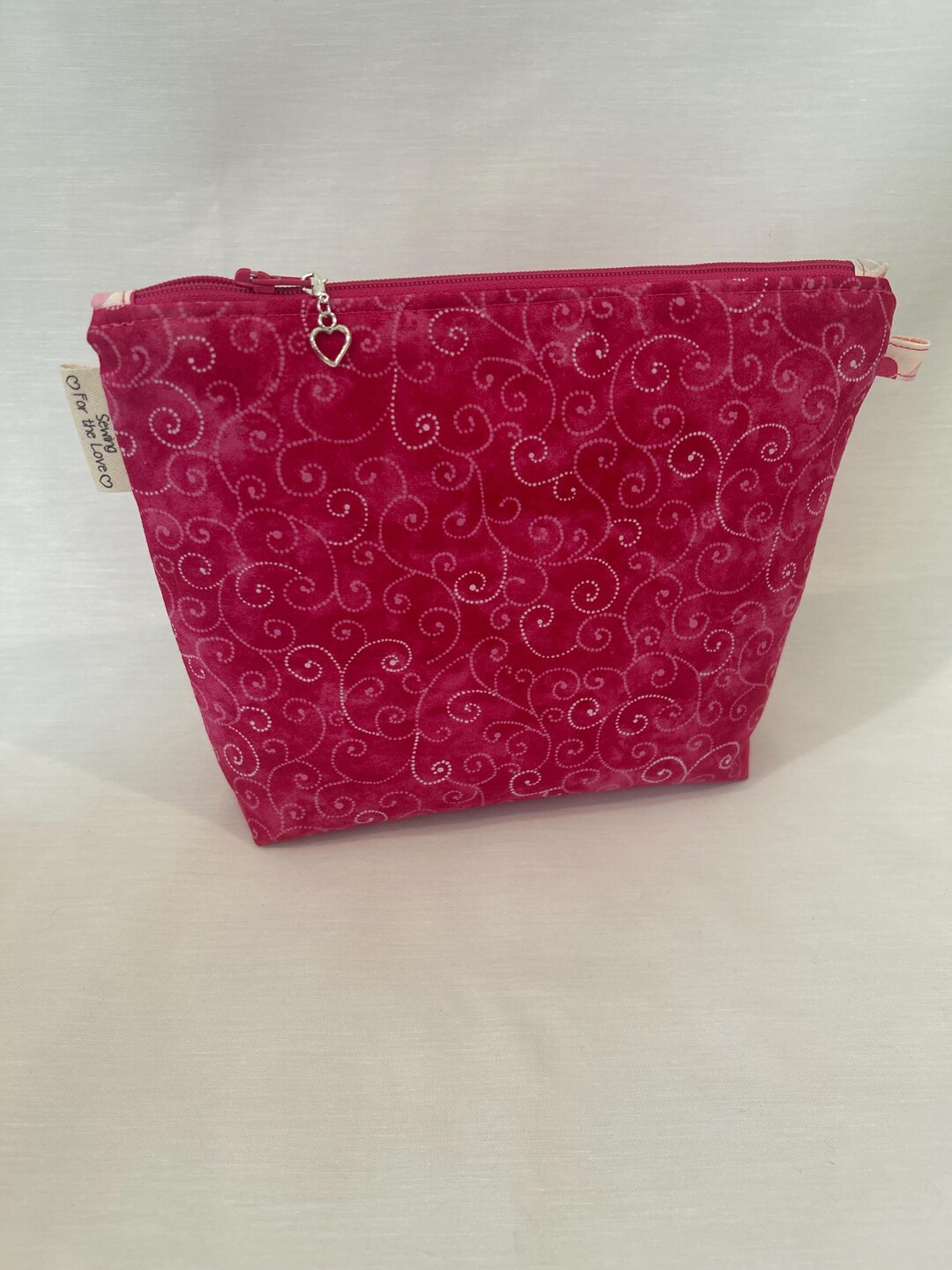 Pink Swirl Square Zipper Bag With Heart Zipper Pull - Etsy