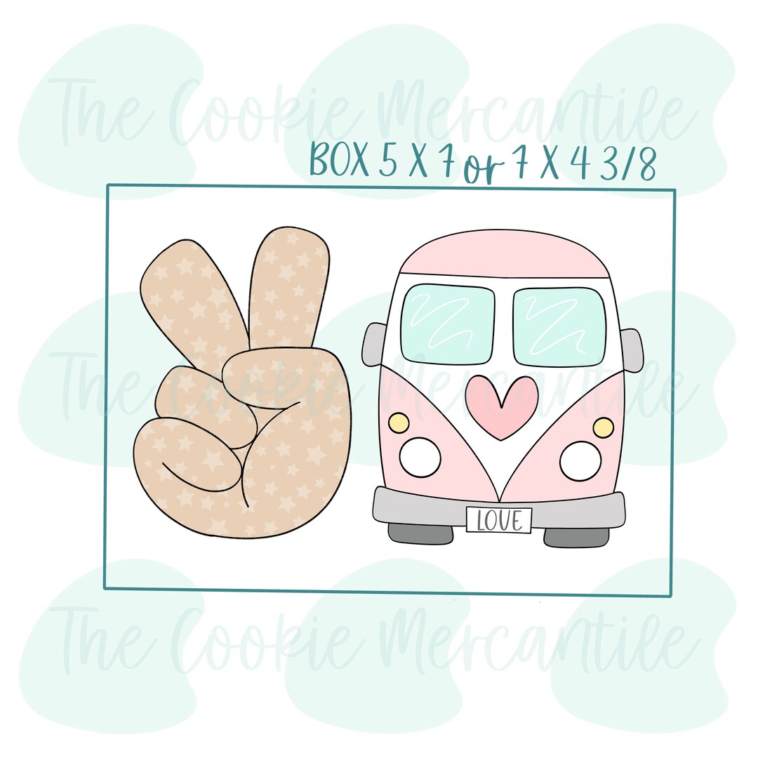 Peace Sign & Groovy Bus Set we Go Together Like Cookie Cutter - Etsy