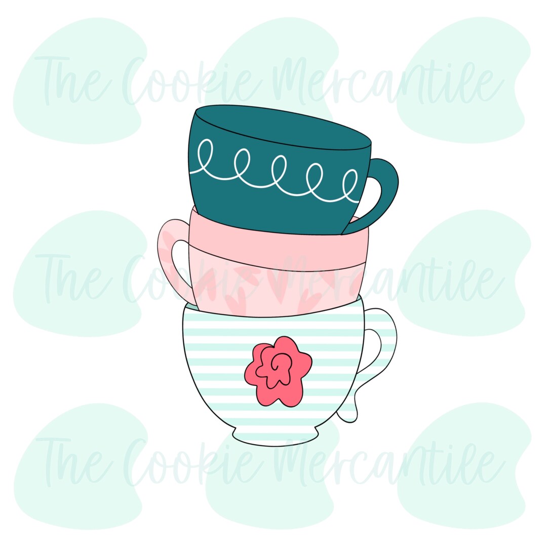 Tea Cup Stack Stick [paris Stick Set] - Cookie Cutter - Etsy