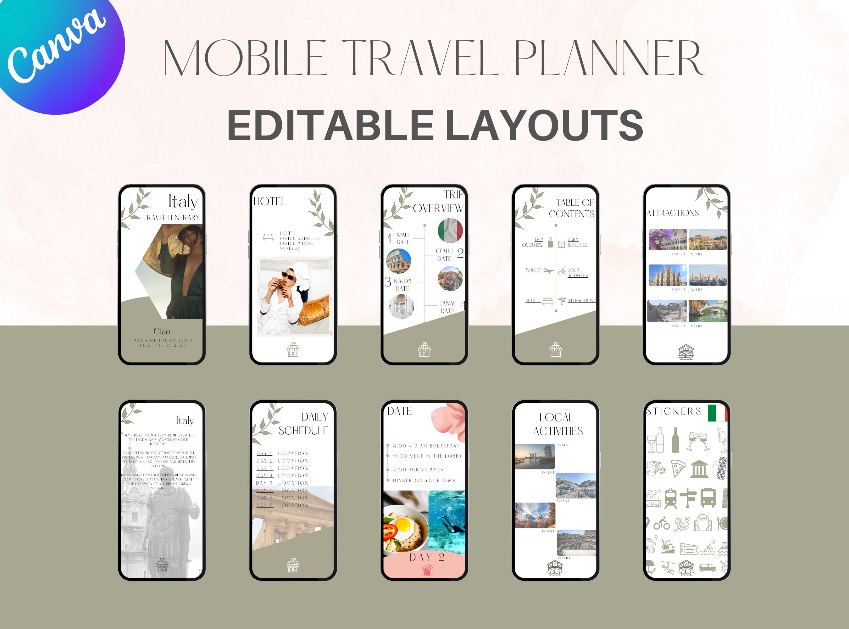 Best Italy Digital Travel Planner: Mobile Itinerary for Vacation ...