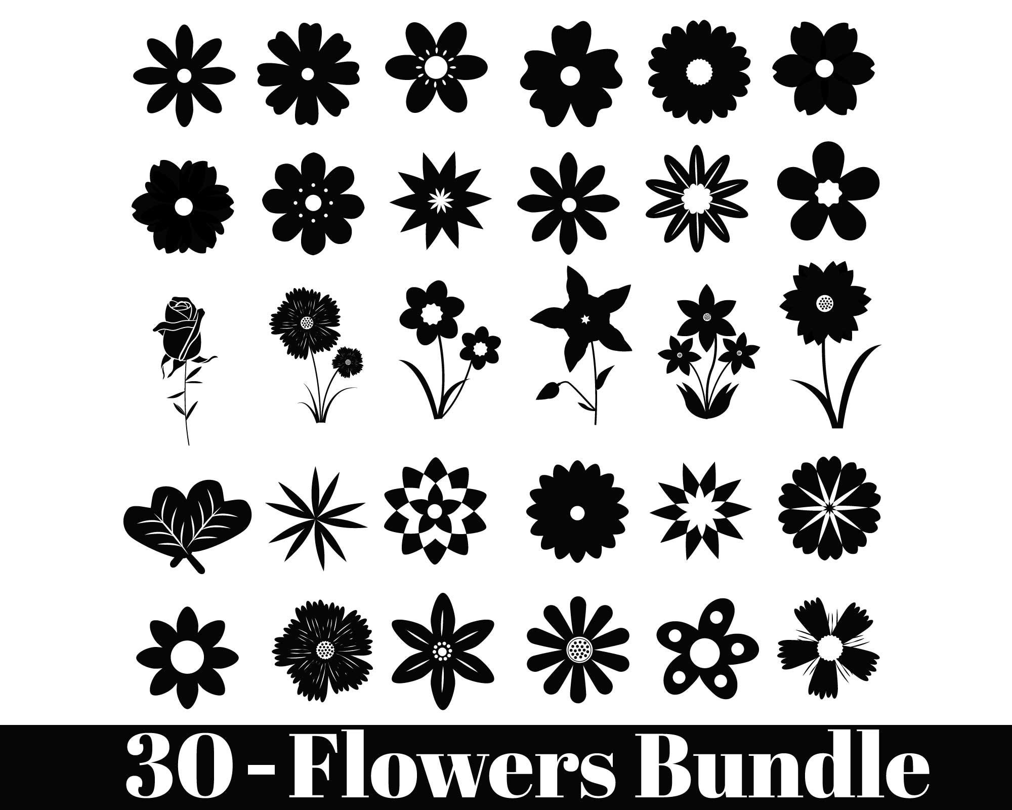 Flowers Svg Bundle Spring Flowers Svg Rose Flower Svg - Etsy