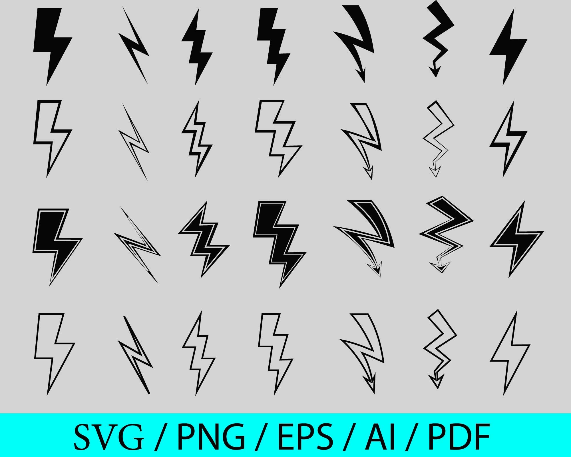 Lightning Bolts Svg, Lightning Bolt Svg Bundle, Thunder Svg, Lightning ...