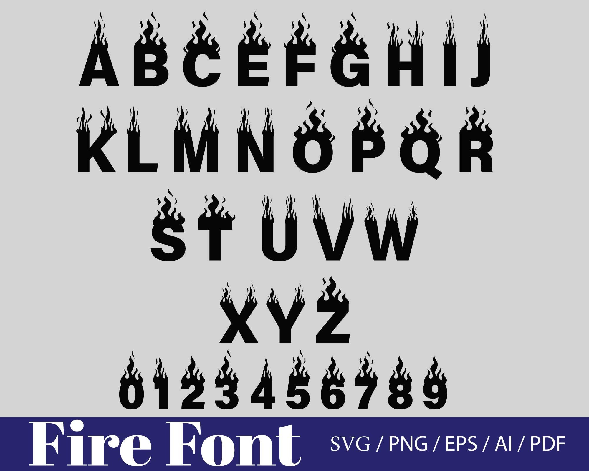 Fire Alphabet, Fire Svg Bundle, Fire Letters and Numbers, Flame Svg ...