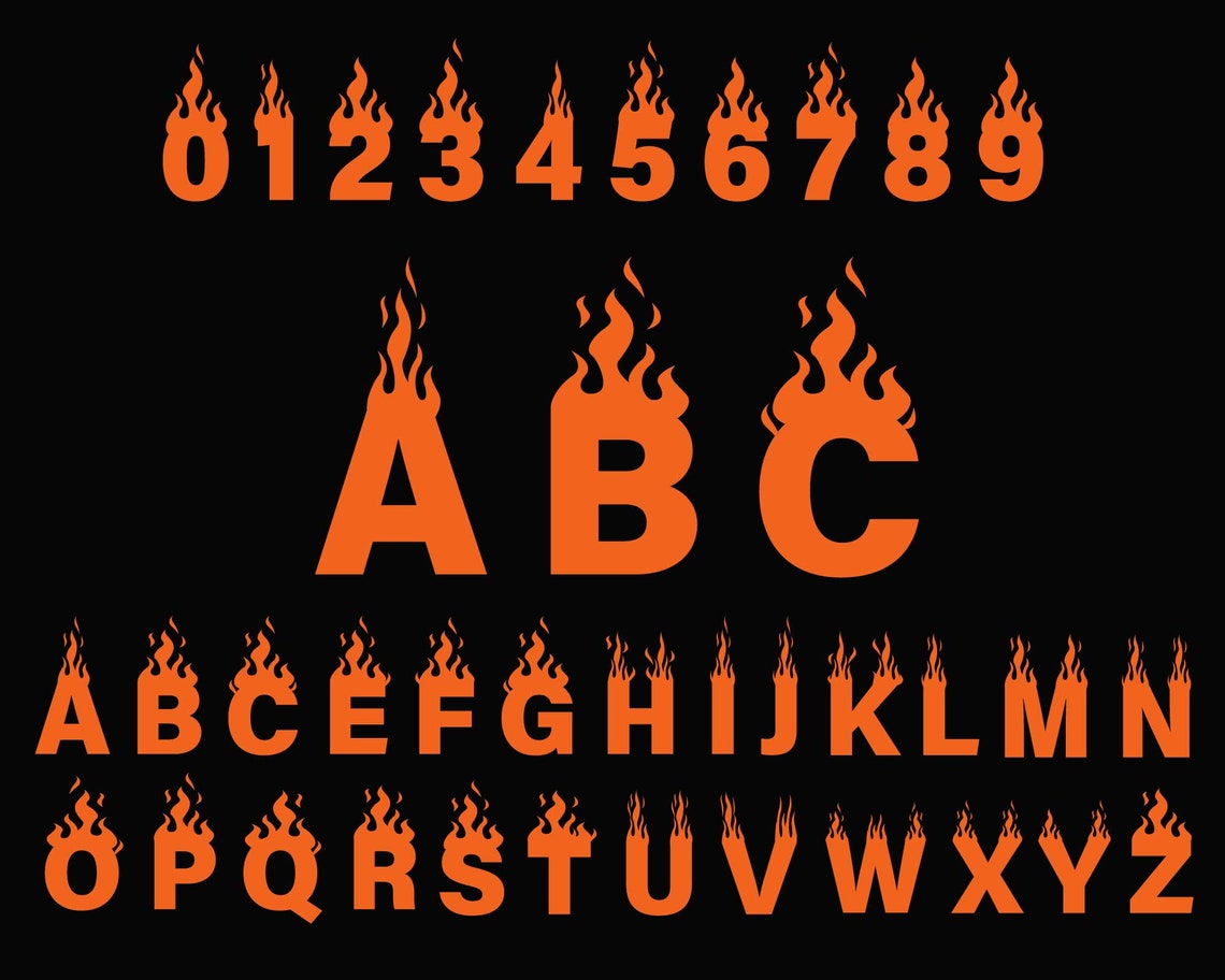 Fire Font Alphabet Fire Font Svg Fire Letters And Numbers Flame Font