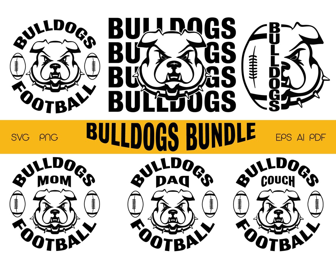 Bulldogs Svg Bundle, Bulldog Football Svg, Bulldog Head Svg, Football ...