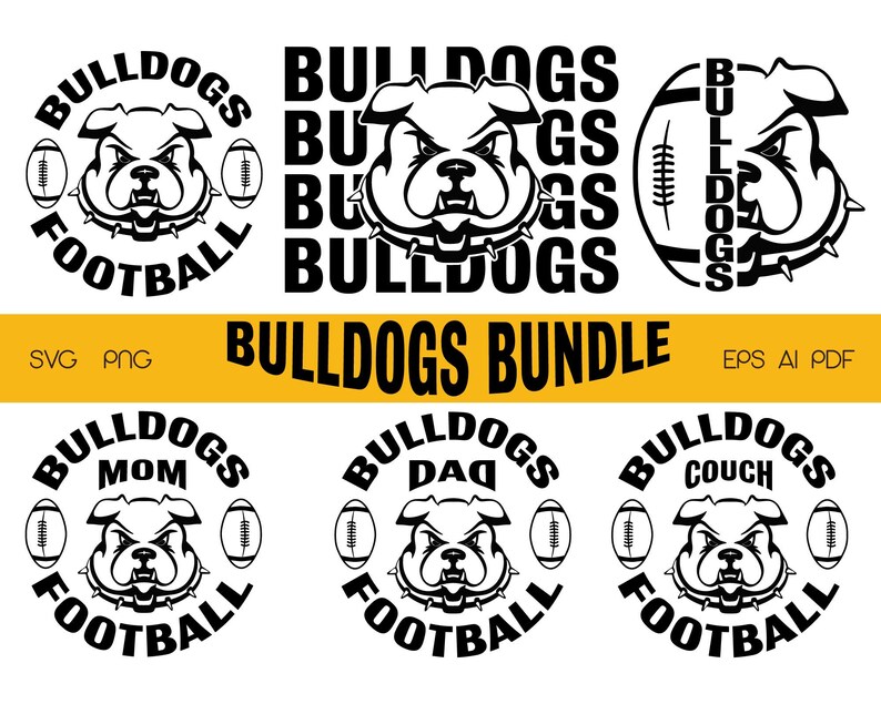 Bulldogs Svg Bundle, Bulldog Football Svg, Bulldog Head Svg, Football ...