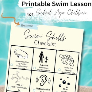 Swim Lesson Checklist for Children, Beginner Swimming Lesson Plan ...