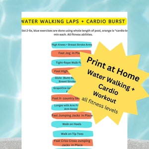 Printable Pool Workout, Water Aerobics, Bodyweight Exercise, Digital ...