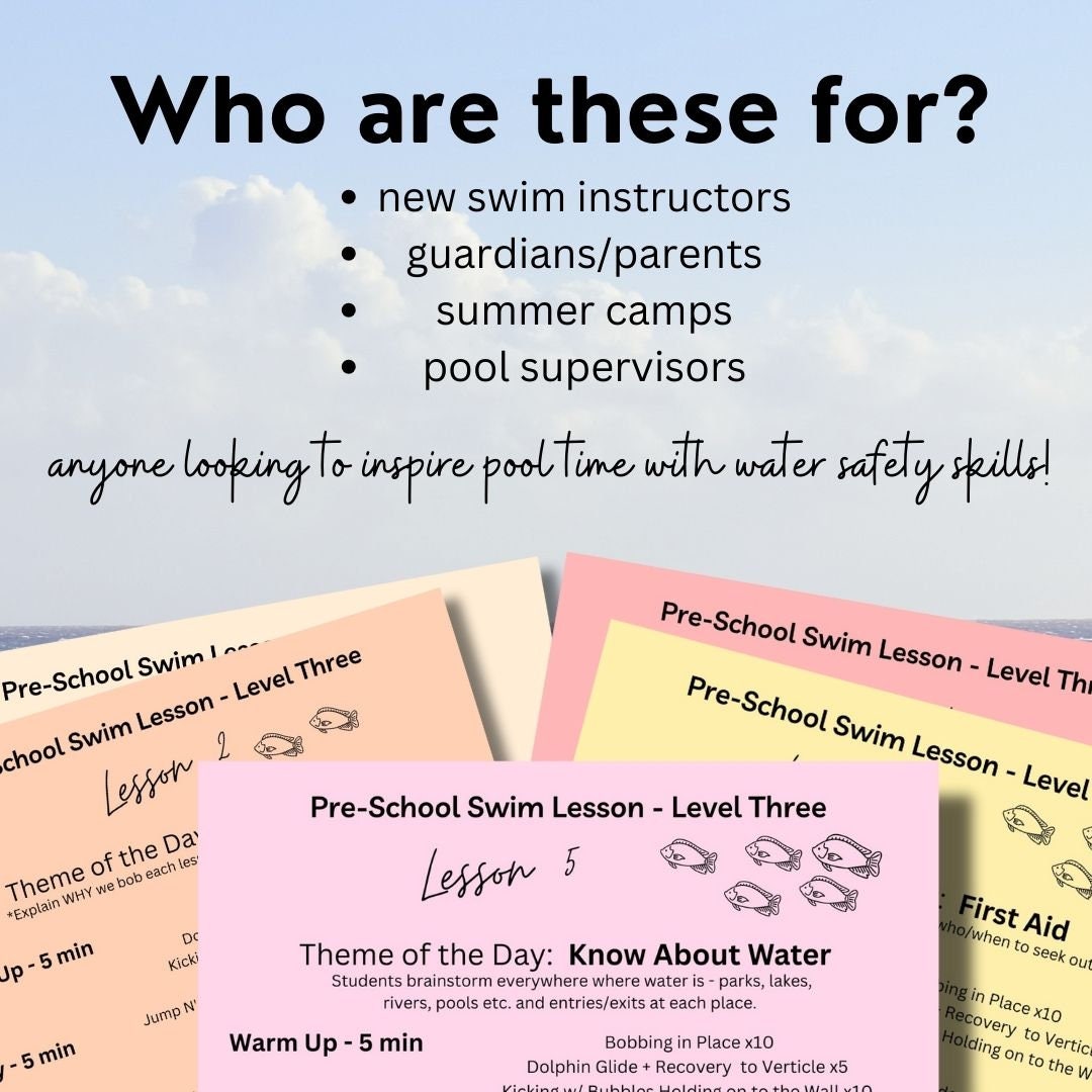 Instant Download Swim Lesson Plan for Pre-schoolers, Swimming Lessons ...