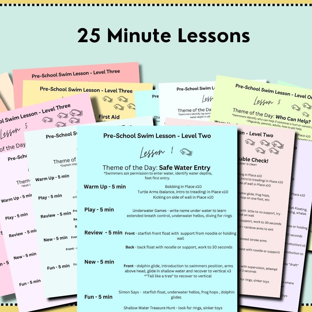 Swim Lesson Plan, Printable Swim Lessons Bundle, Digital Print, Swim ...