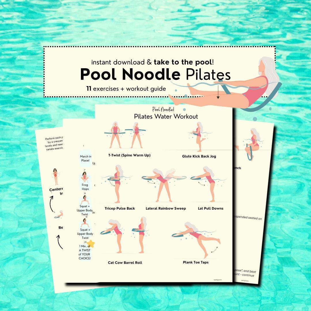 Pool Noodle Pilates PDF, Aquatic Pilates, Water Aerobics, Senior Water ...