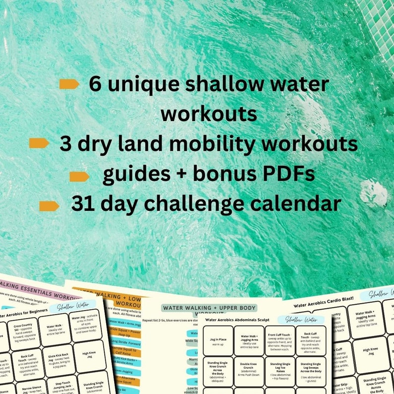 Water Workout 30 Day Challenge, Water Aerobics, Pool Exercises, Fitness ...