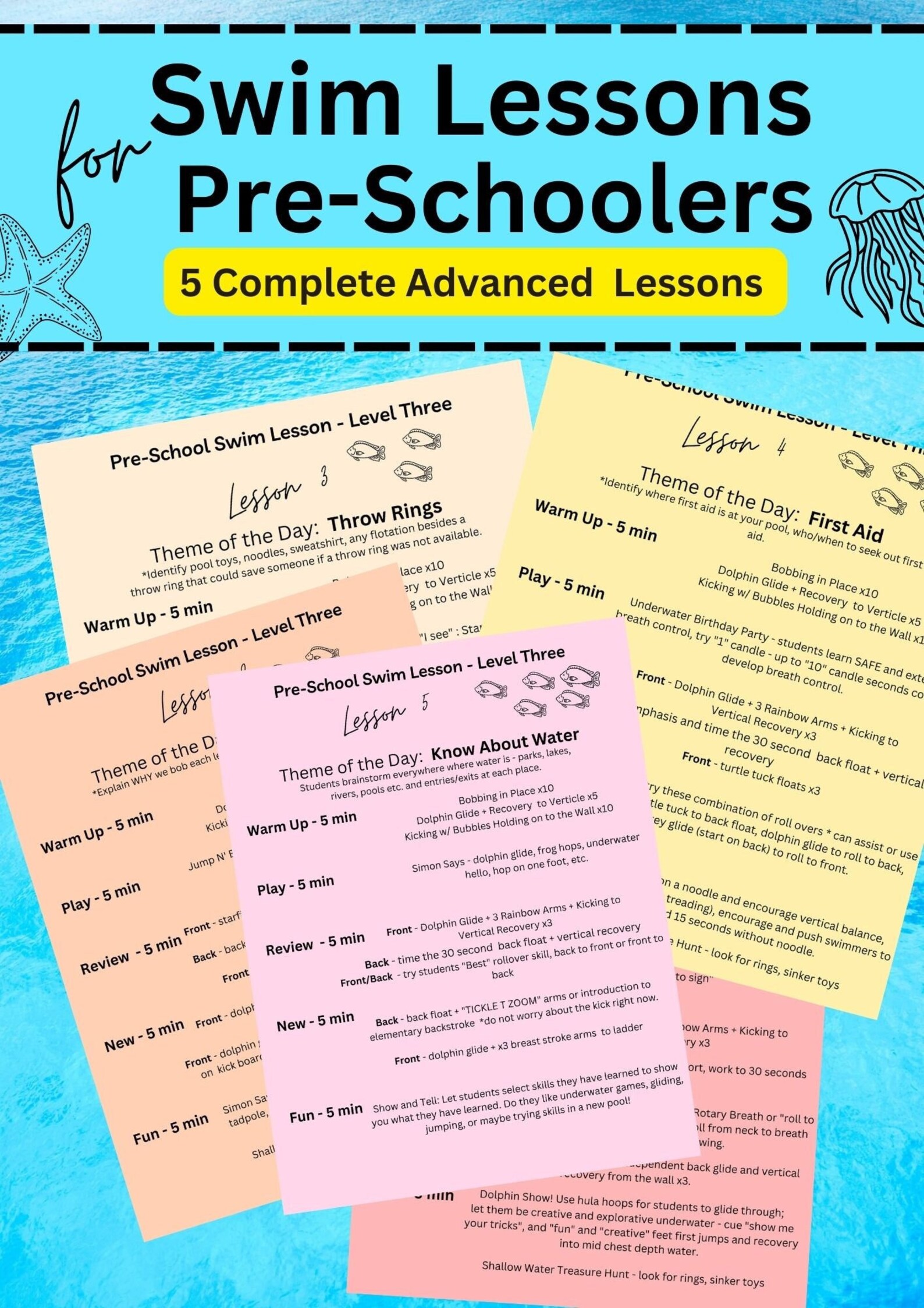 Instant Download Swim Lesson Plan for Pre-schoolers, Swimming Lessons ...