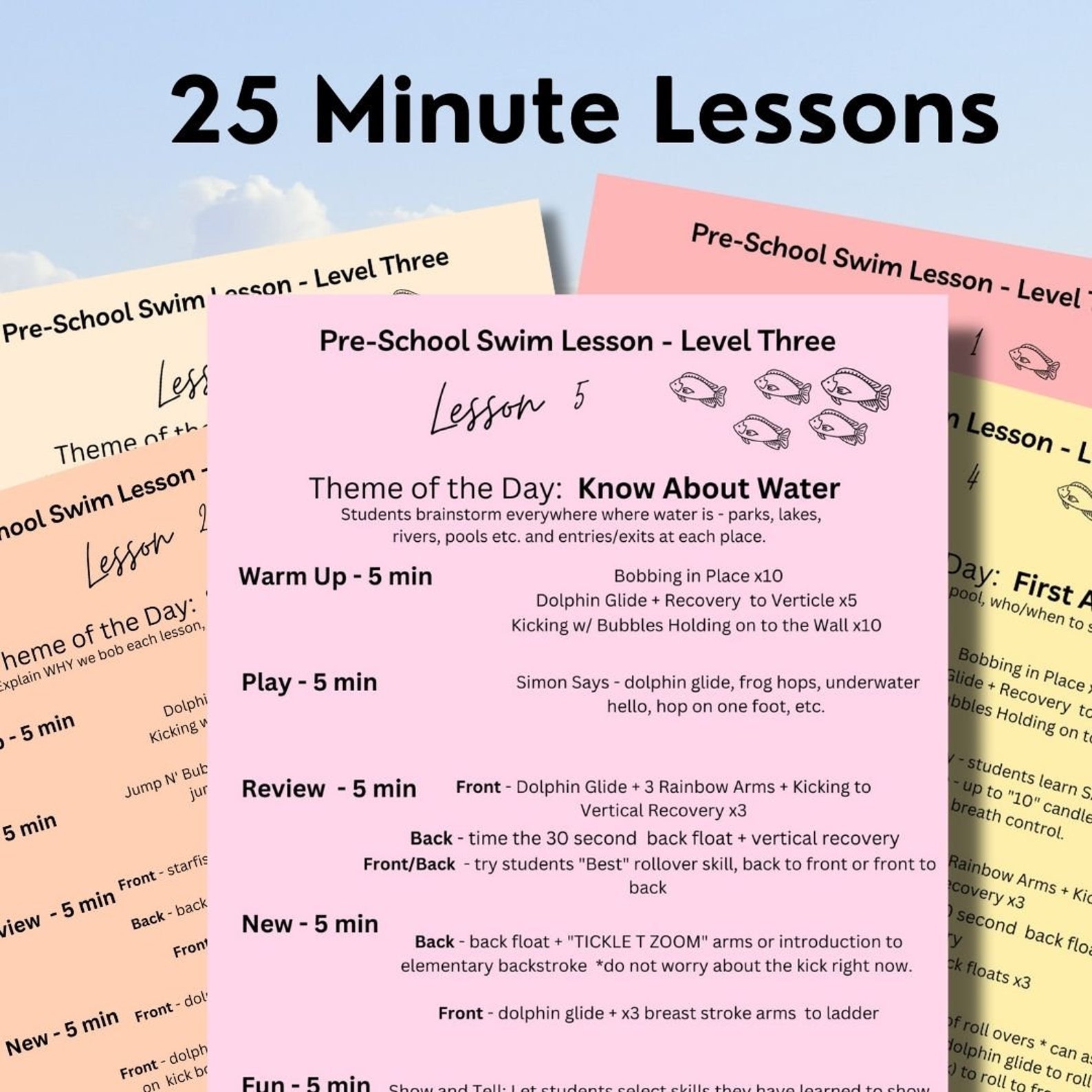Instant Download Swim Lesson Plan for Pre-schoolers, Swimming Lessons ...