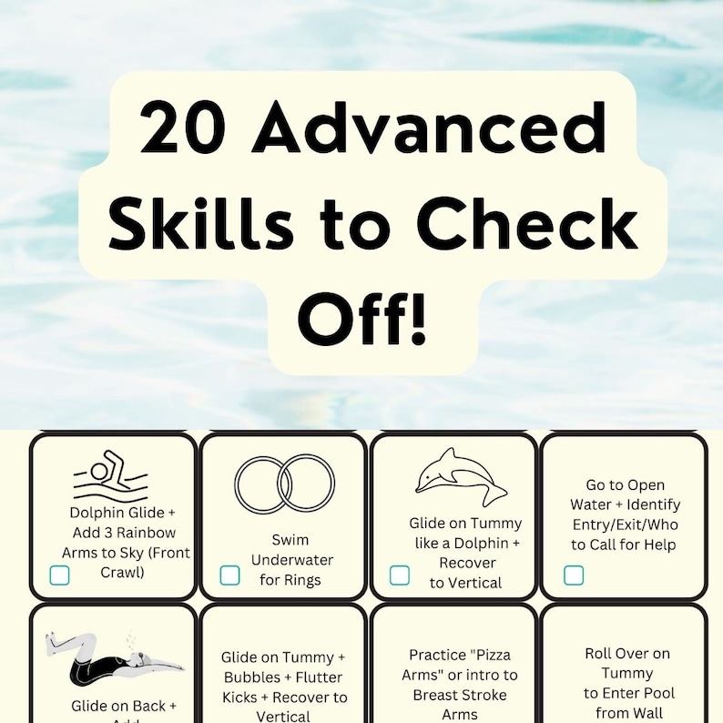 Swim Skills Checklist for Pre-schoolers, Advanced Swim Lesson for ...