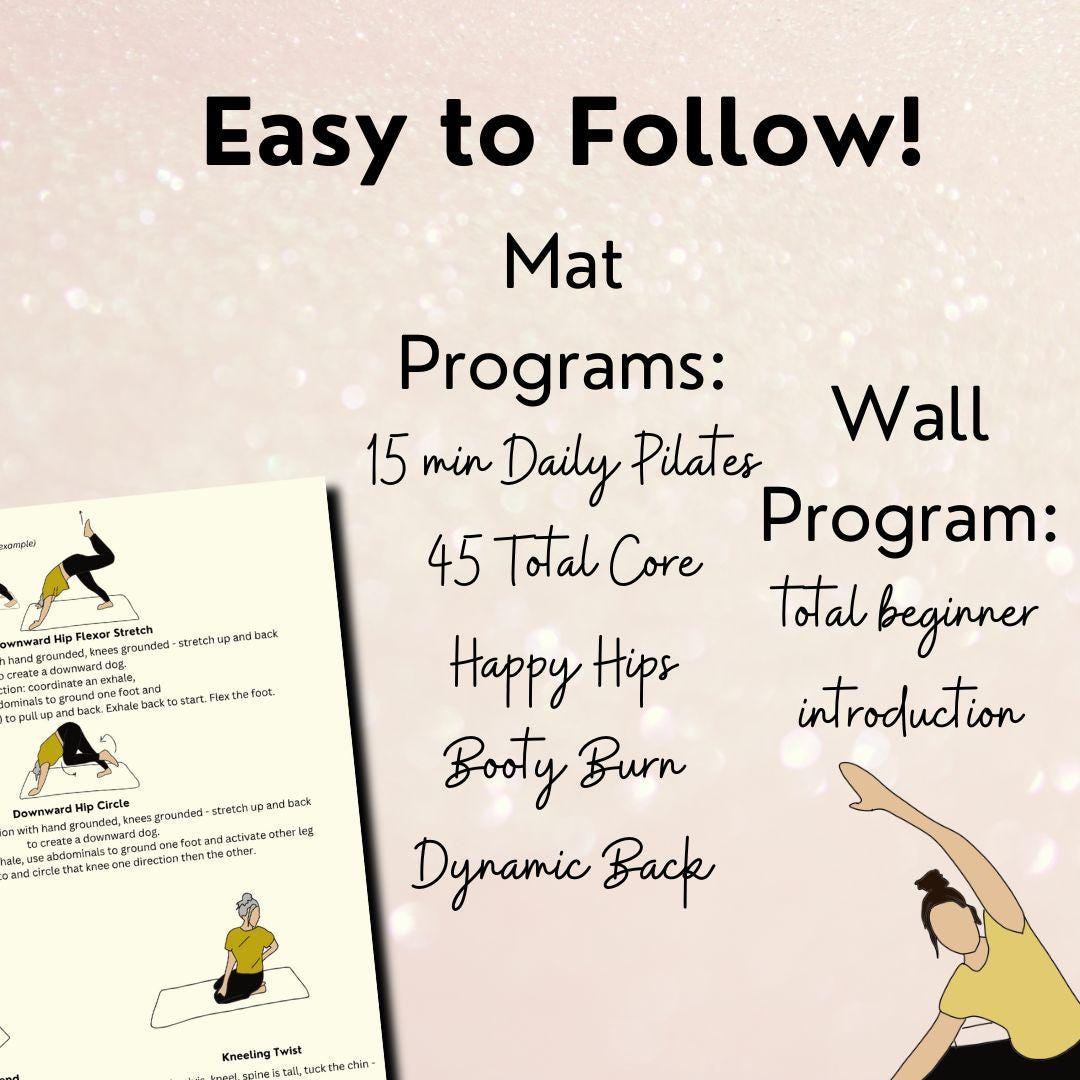 Printable Pilates Workout PDF, Beginner Wall Pilates for Weight Loss ...