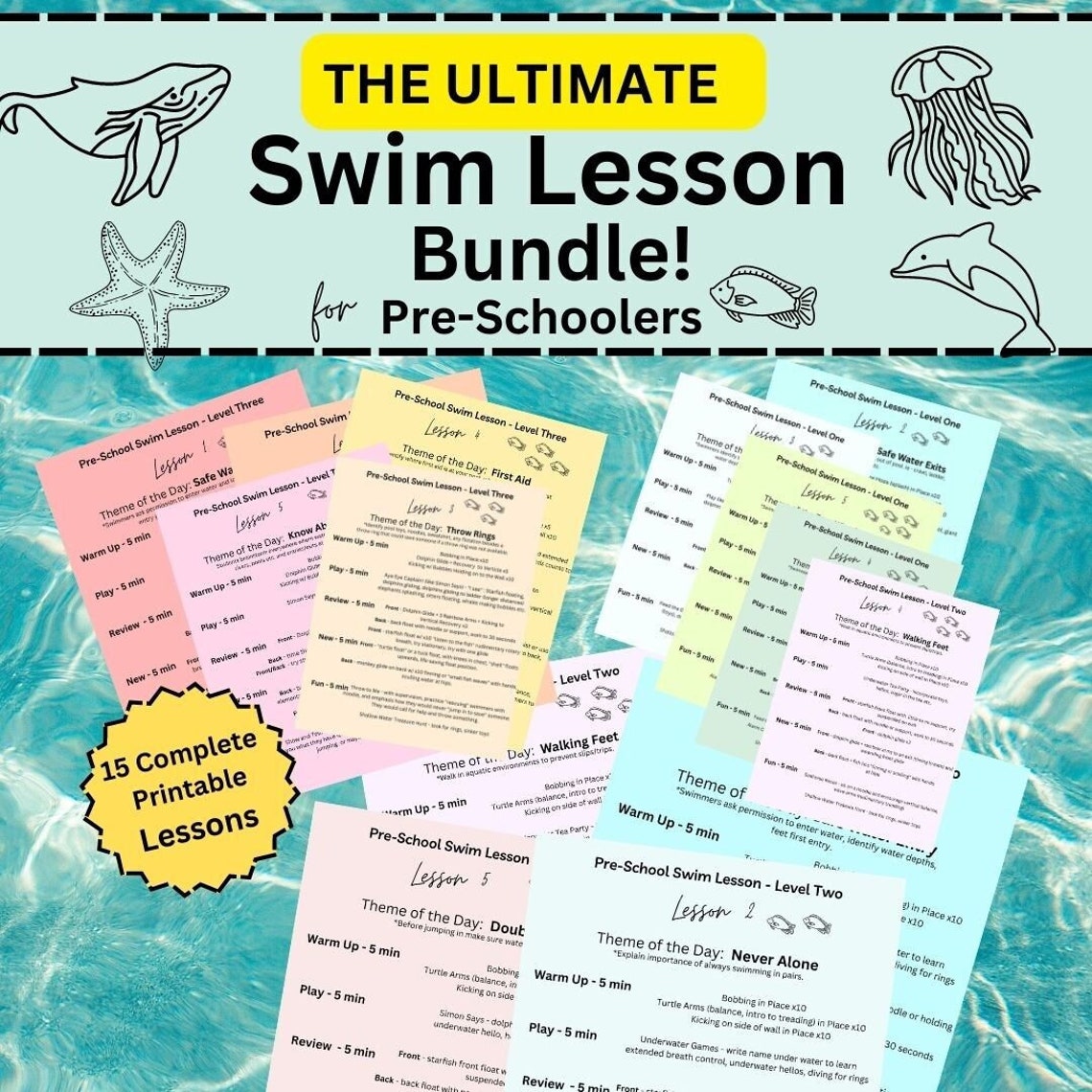 Swim Lesson Plan, Printable Swim Lessons Bundle, Digital Print, Swim ...