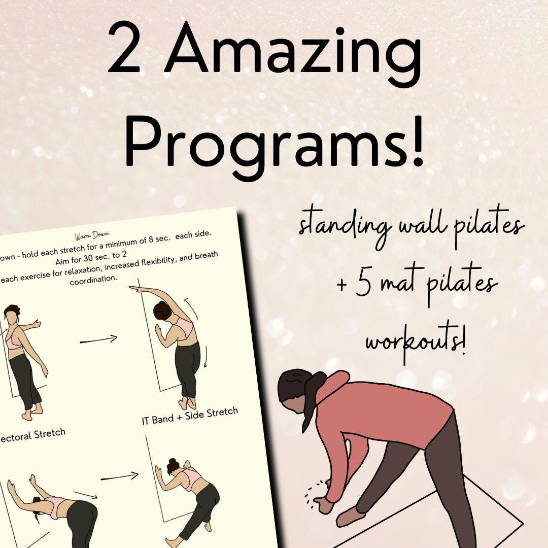 Printable Pilates Workout PDF, Beginner Wall Pilates for Weight Loss ...