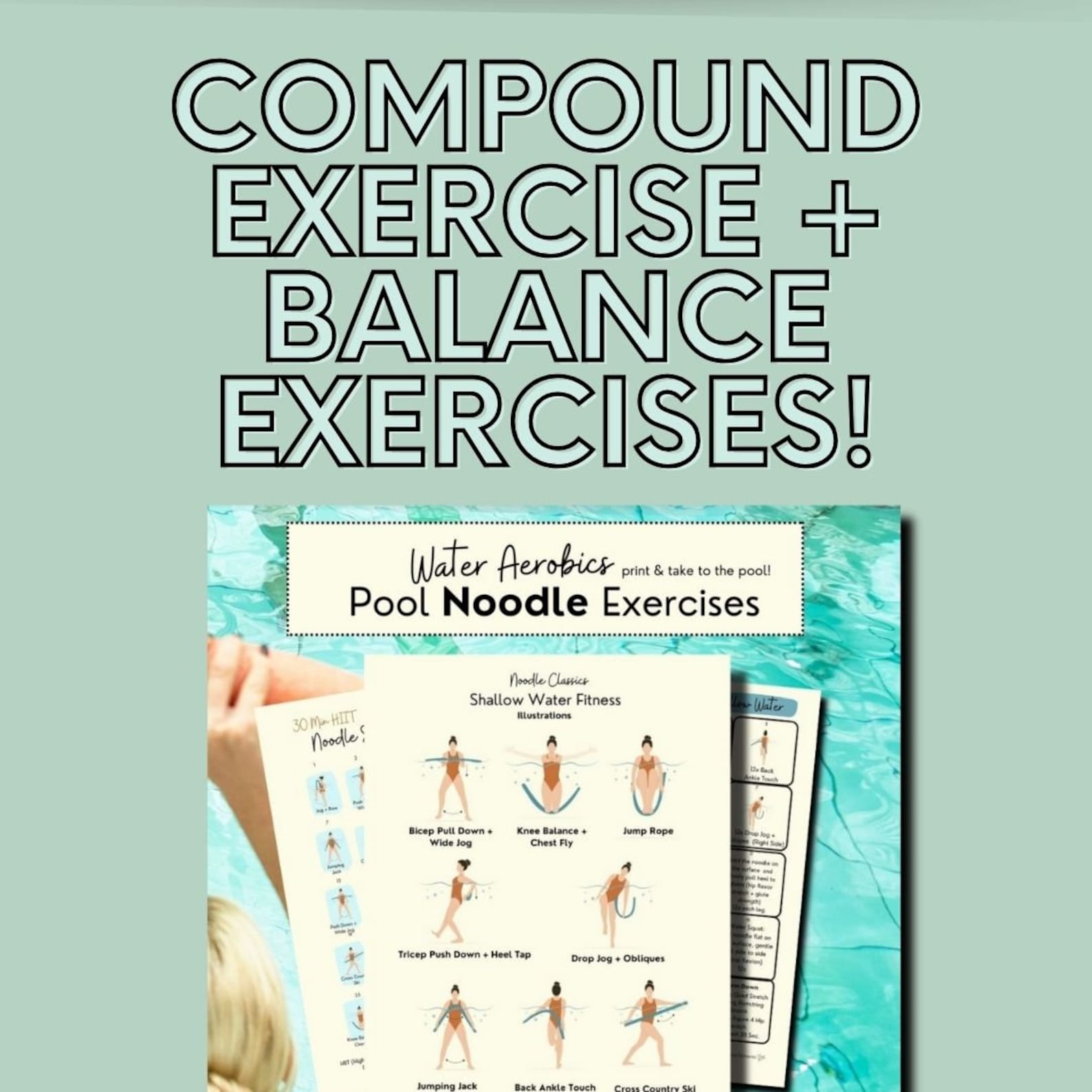 Shallow Water Fitness Exercises, Pool Noodle Exercise for Abs, Water ...