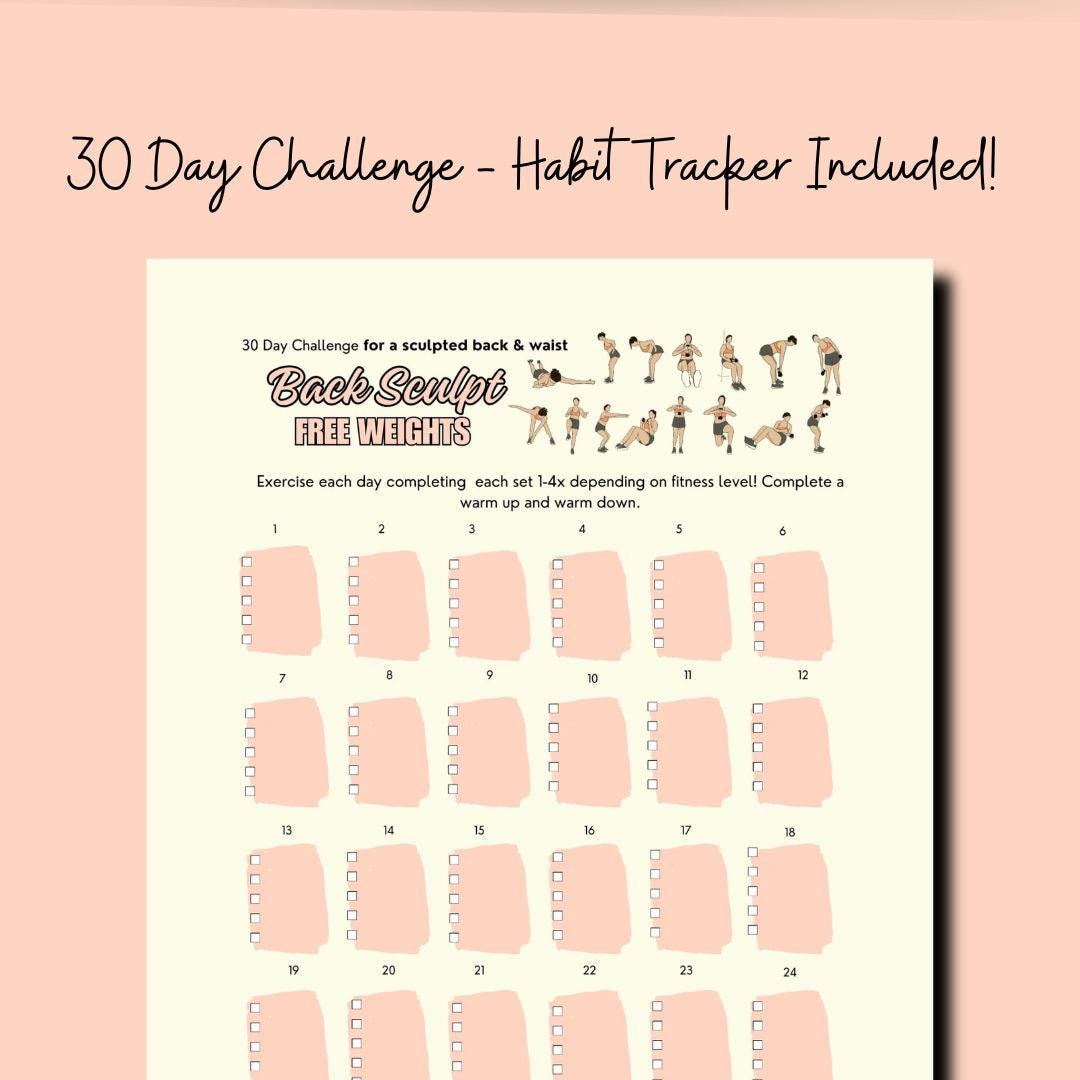 30 Day Challenge Slim Back Exercises, Barbell Exercises for Back, Free ...