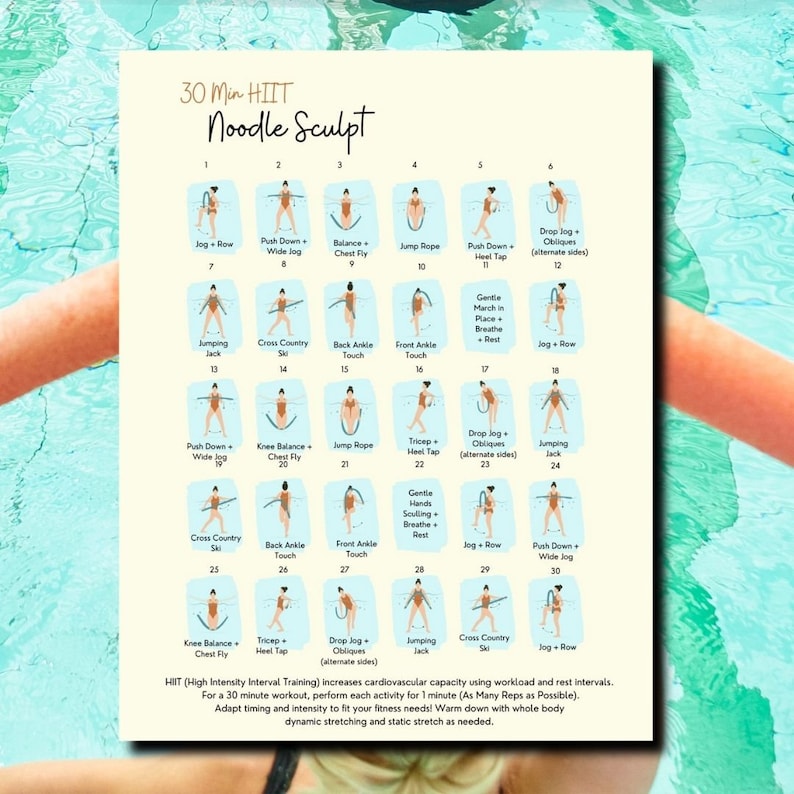 Pool Noodle Exercises for Seniors, Water Aerobics Exercise Pdfs, Water ...