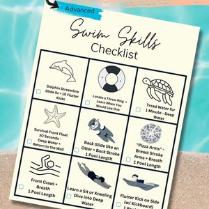 Swim Lesson Tracker, Summer Activity Worksheets for Kids, Swim Lesson ...