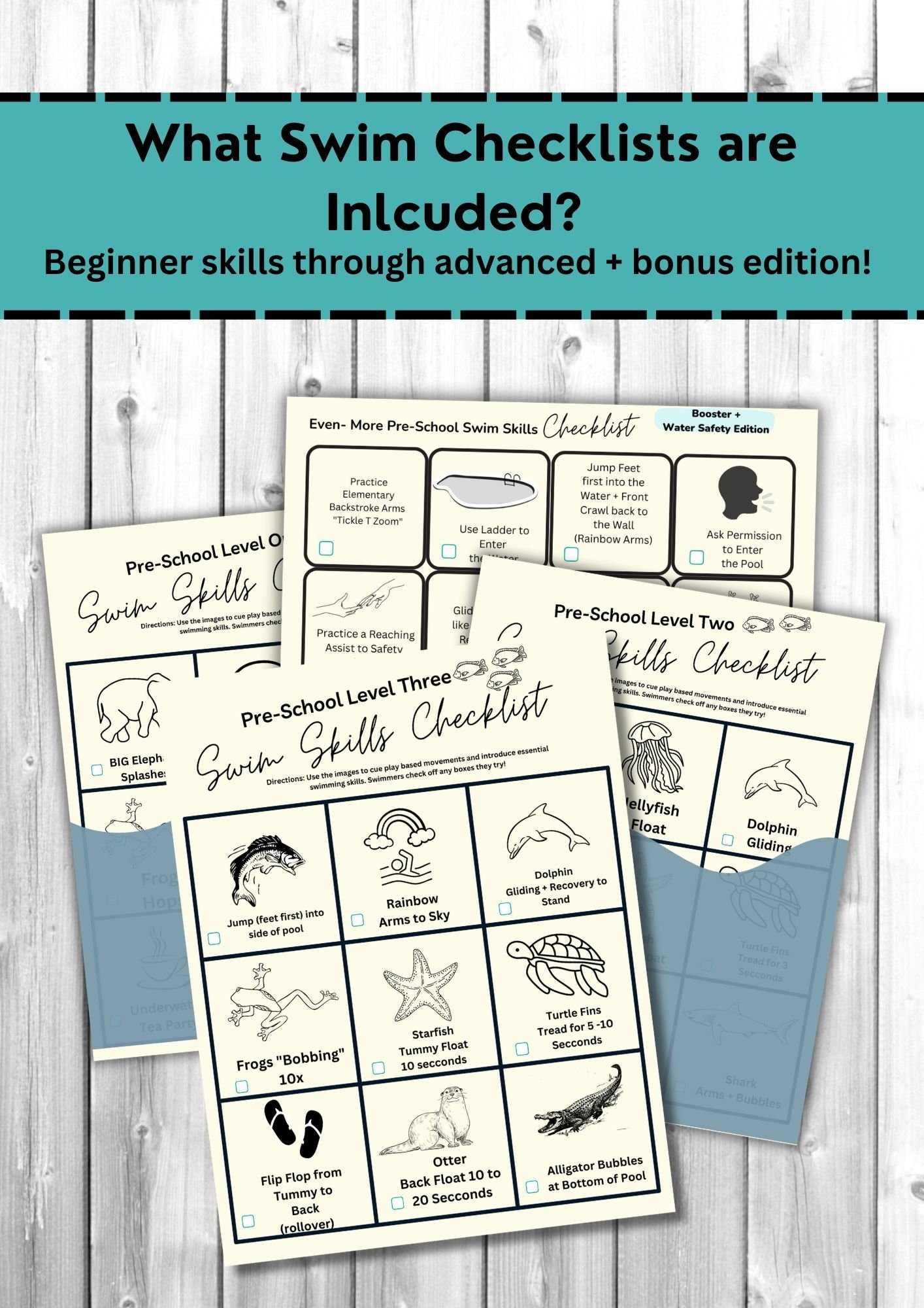Swim Lesson Kit for Swim Instructors, Swimming Skills Checklist ...