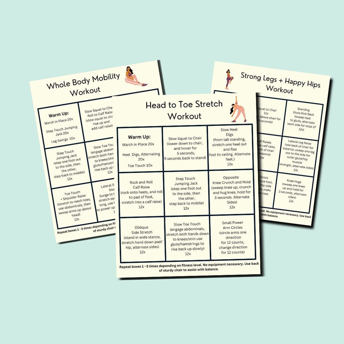 Bodyweight Exercise Bundle, Standing Exercises, Full Body Workout ...