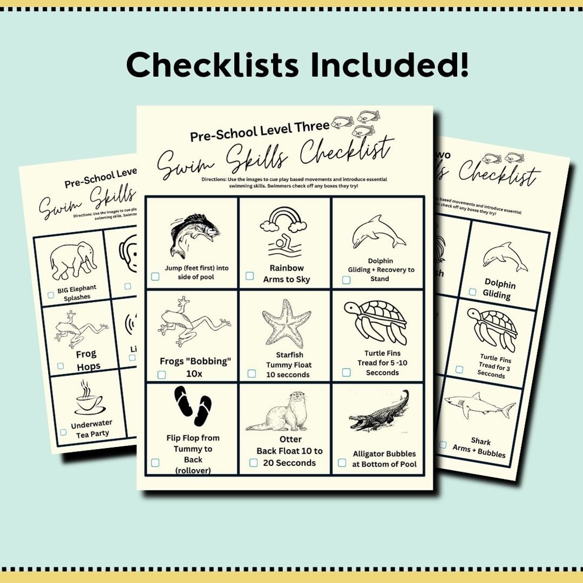 Swim Lesson Plan, Printable Swim Lessons Bundle, Digital Print, Swim ...