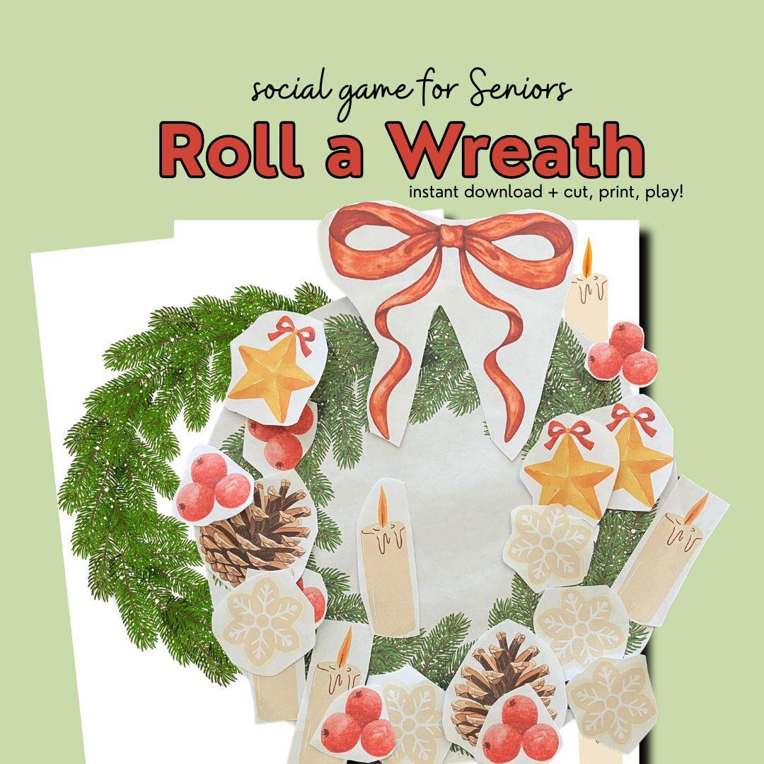 Roll a Wreath Christmas Game for Seniors, Printabe Christmas Game ...