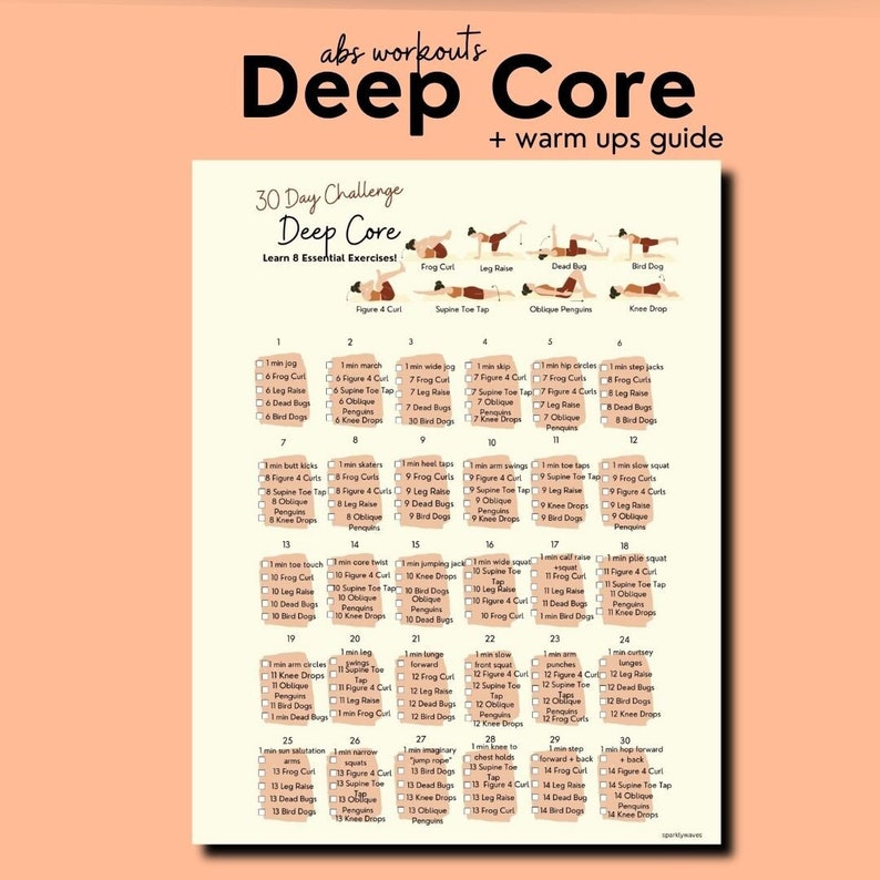 30 Day Challenge Core Workout, Deep Core Exercises, Abdominals, Pelvic ...