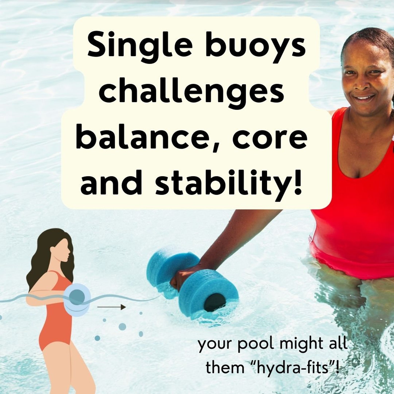 Hand Buoy Workout, Water Aerobics Exercise With Hand Buoy, Pool ...