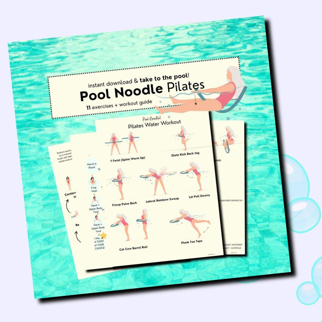 Pool Noodle Exercises for Seniors, Water Aerobics Exercise Pdfs, Belly ...