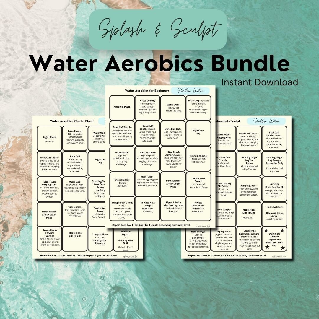 Water Aerobics Fitness Bundle, Bodyweight Exercise, Pool Workouts ...