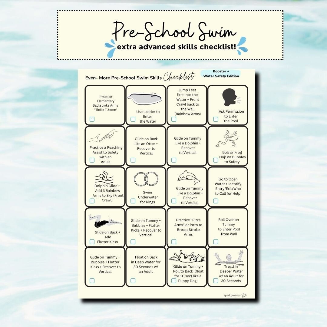 Swim Skills Checklist for Pre-schoolers, Advanced Swim Lesson for ...