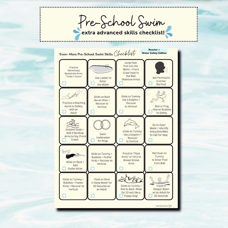 Swim Skills Checklist for Pre-schoolers, Advanced Swim Lesson for ...