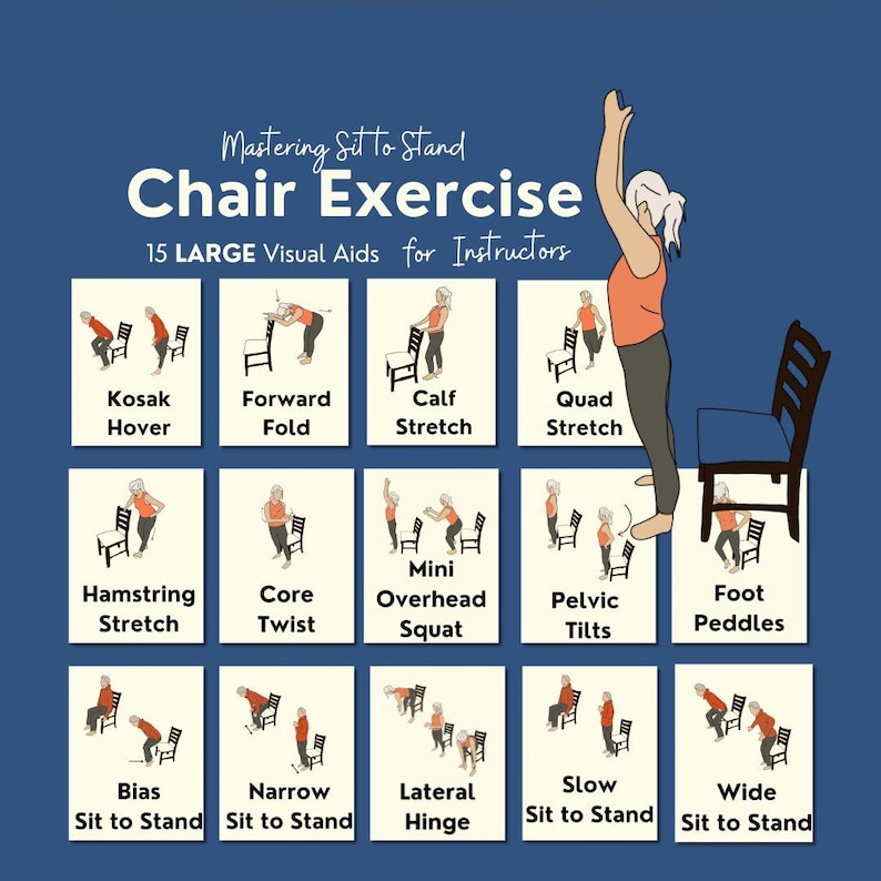 Chair Exercise Illustrations for Fitness Instructors, Resistance ...