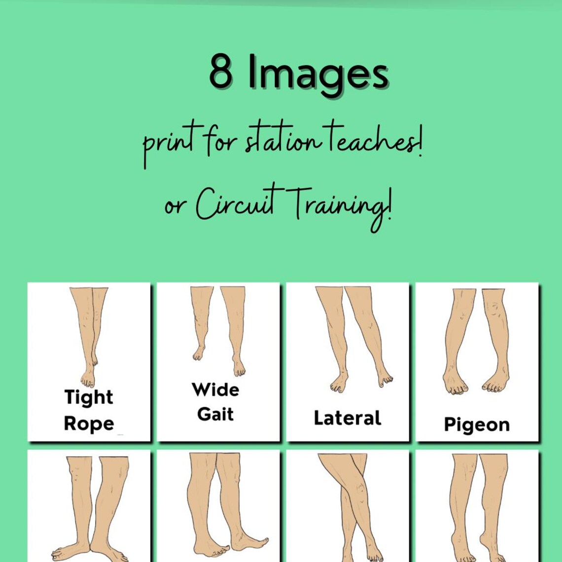 Water Walking Fitness Illustrations for Instructors, Gait Cue Cards for ...