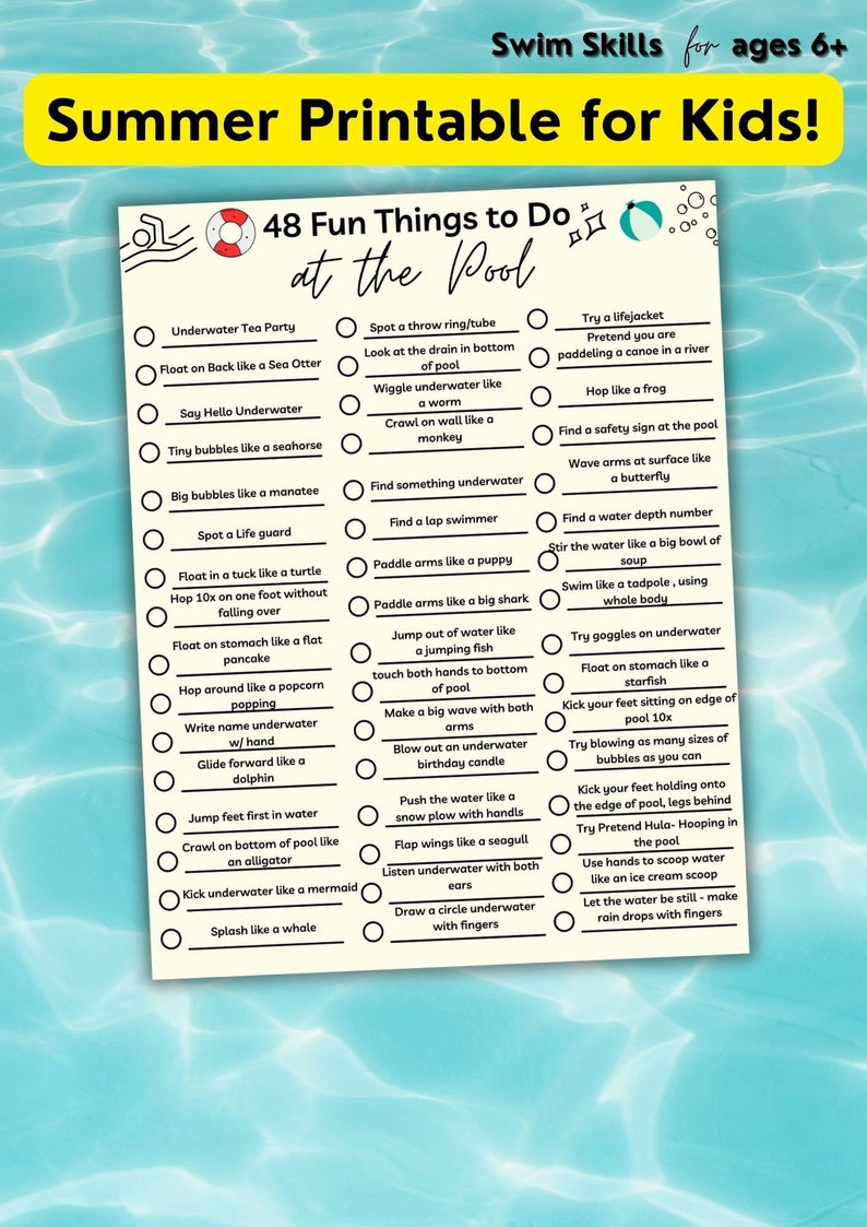 Printable Summer Activity for Kids, Pool Scavenger Hunt, Summer Idea ...