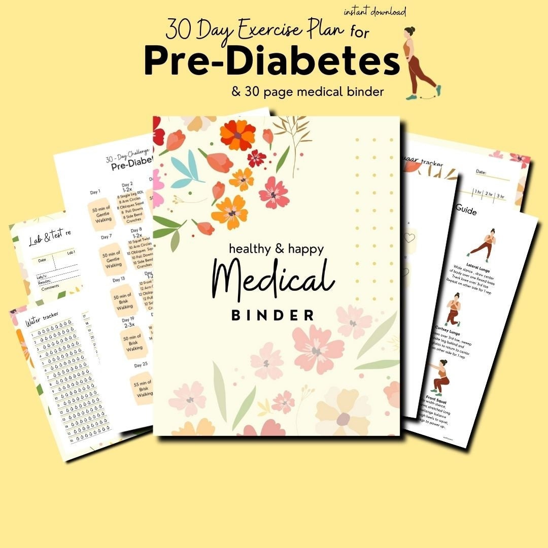 Pre-diabetes Exercise Plan and Medical Binder, Chronic Conditions ...
