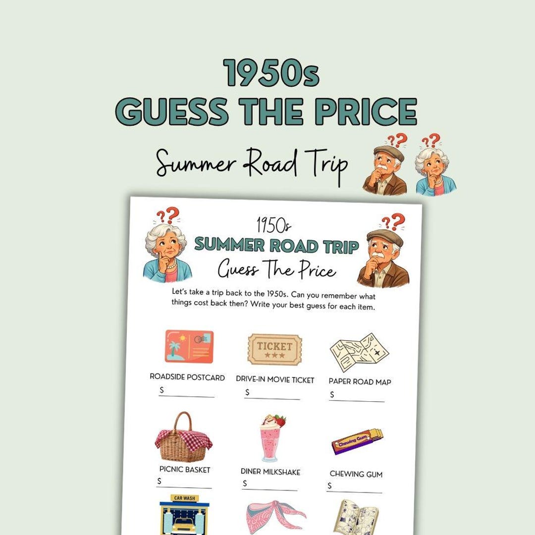 1950s Guess the Price Game, Guess the Price Trivia for Seniors ...