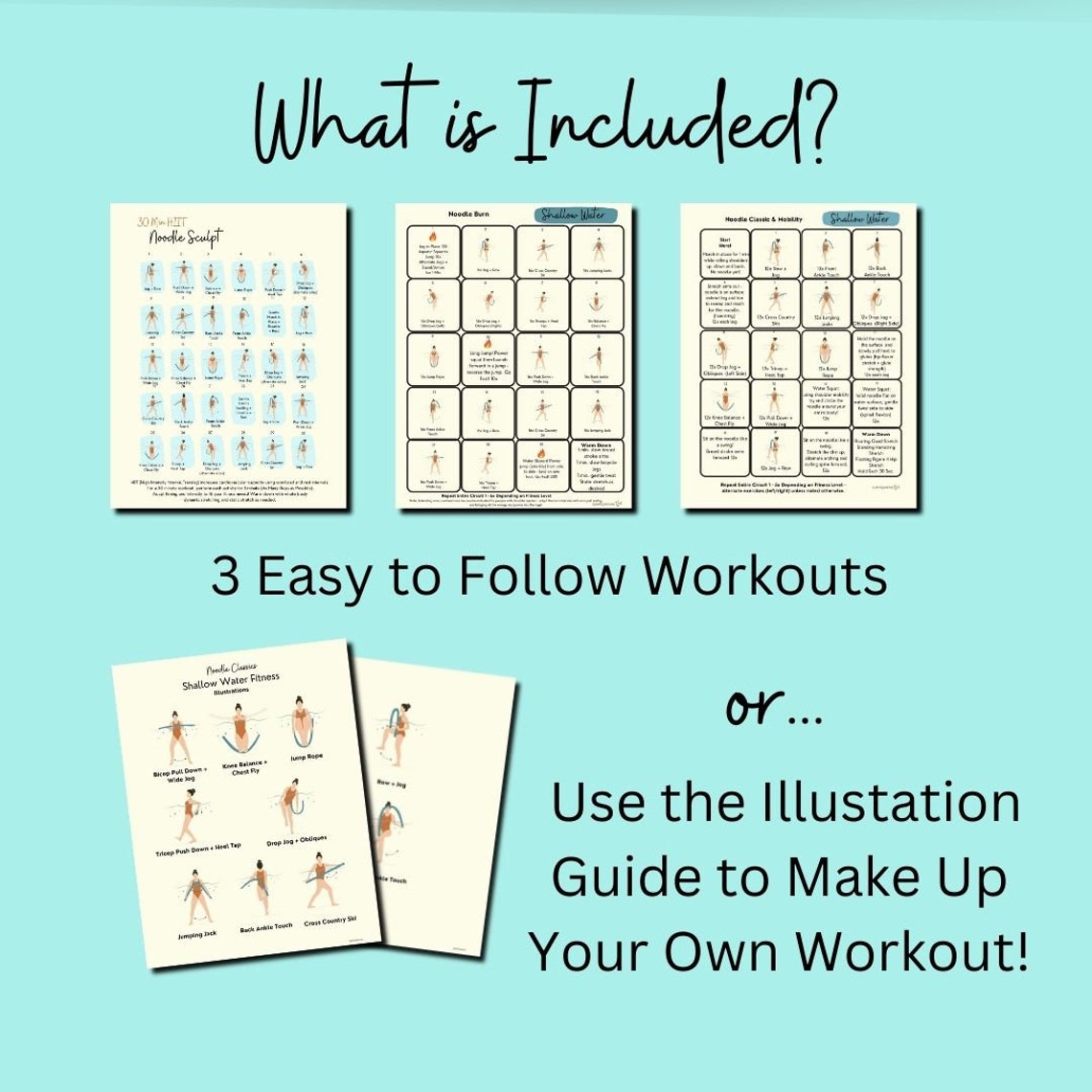 Pool Noodle Exercises for Seniors, Water Aerobics Exercise Pdfs, Water ...