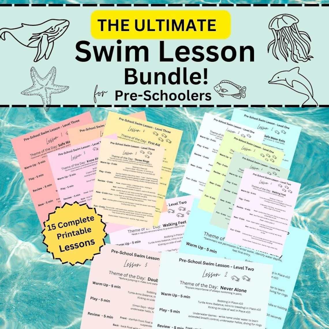 Swim Lesson Plan, Printable Swim Lessons Bundle, Digital Print, Swim ...