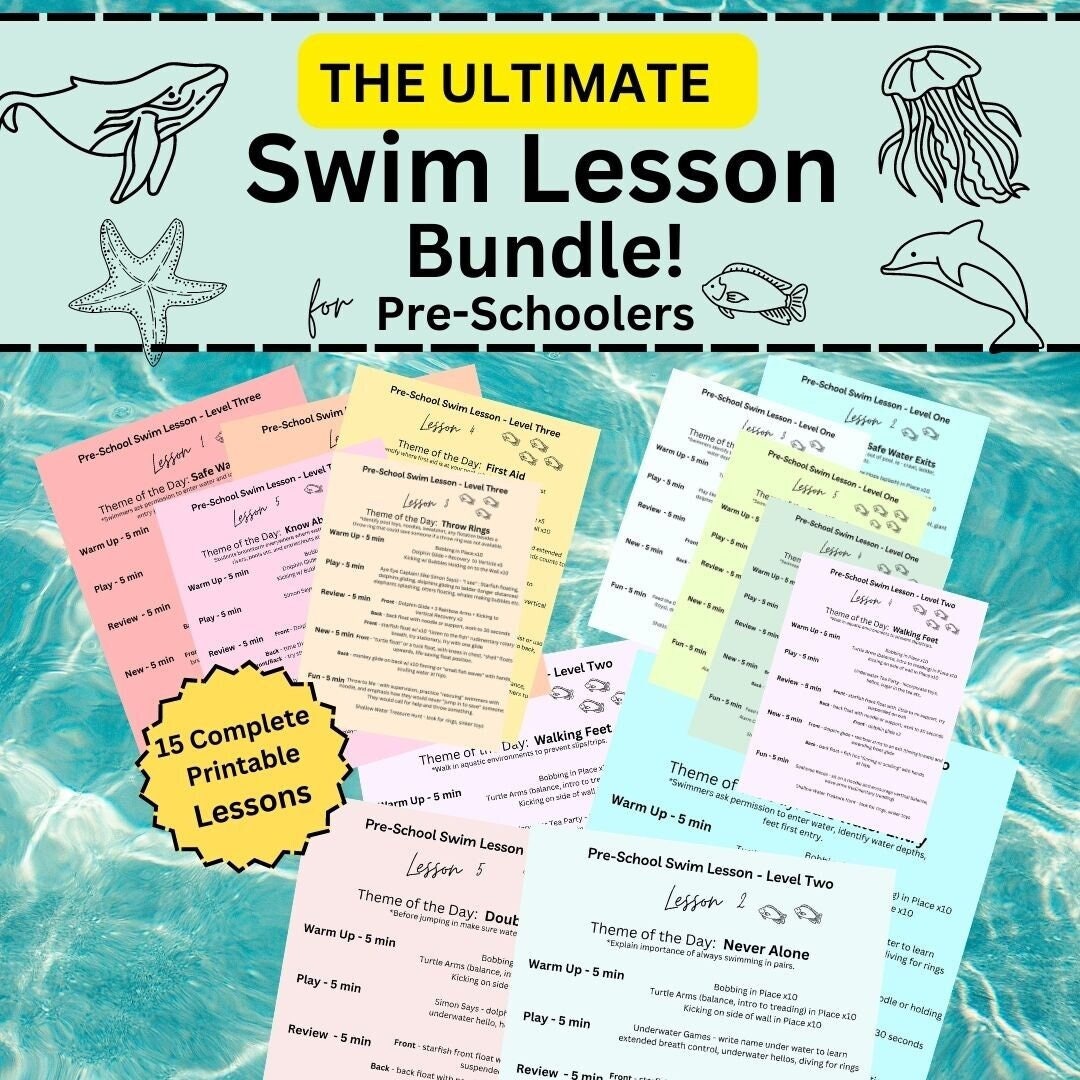 Swim Lesson Plan, Printable Swim Lessons Bundle, Digital Print, Swim ...