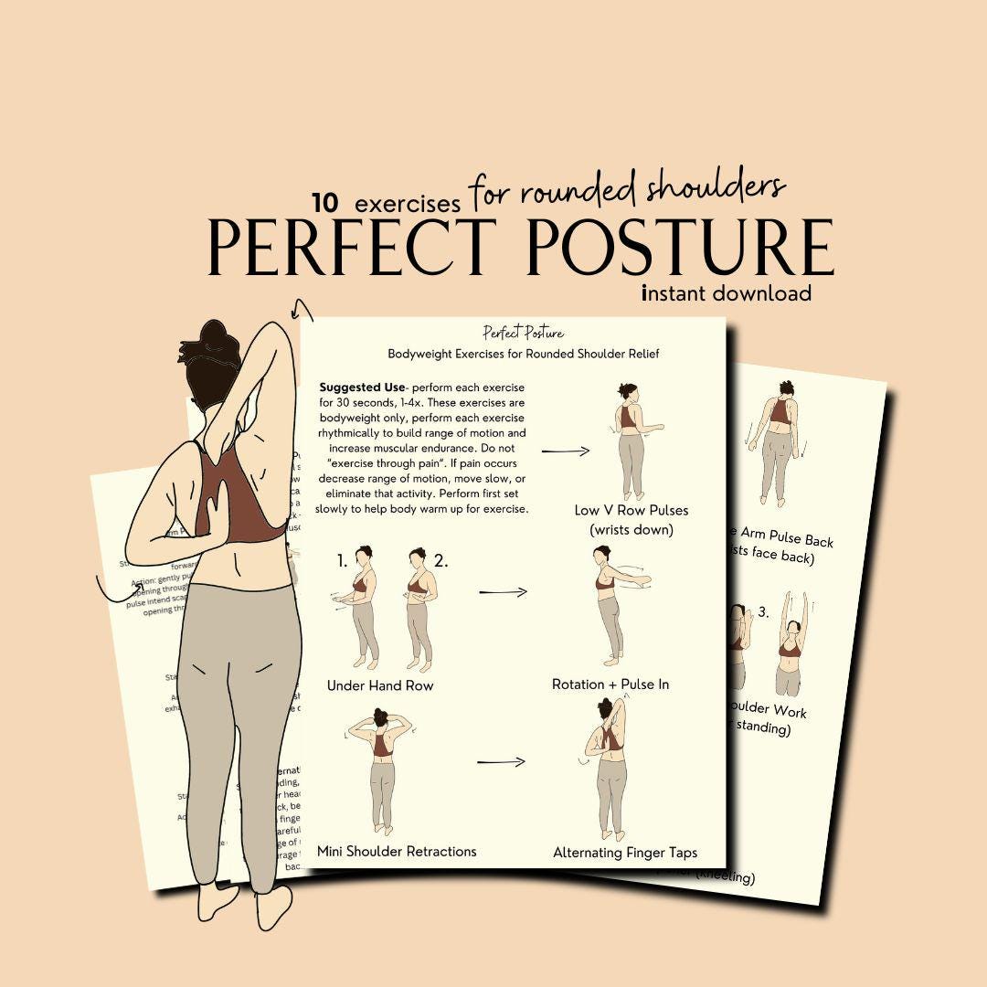 Posture Workout Routine, Fix Posture Exercise Pdf, Rounded Shoulder ...