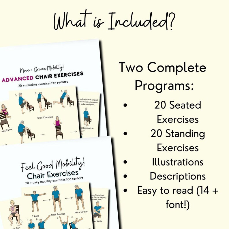 Chair Exercise Printable for Seniors, Mobility Chair Workout, Mobility ...